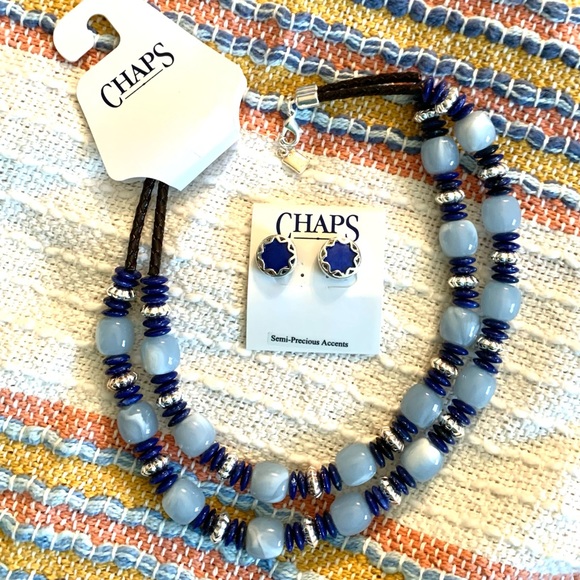 Chaps | Jewelry | Chaps Lapis Bead Necklace And Earrings Set Nw T ...